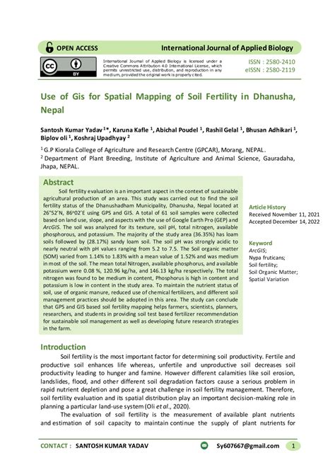 PDF Use Of Gis For Spatial Mapping Of Soil Fertility In Dhanusha Nepal