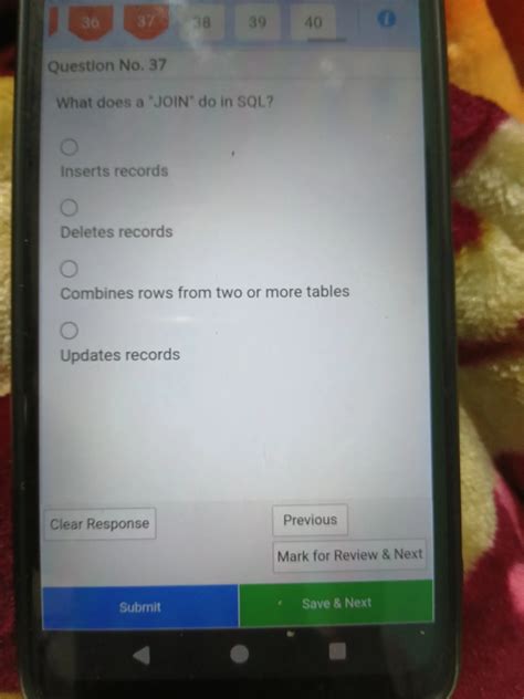 Question No 37 What Does A Join Do In Sql Inserts Records Deletes