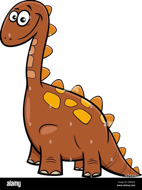 Cartoon Illustration Of Funny Dinosaur Prehistoric Animal Character