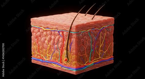 Detailed Cross Section Of Human Skin Displaying Epidermis Dermis And