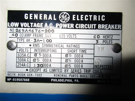 Ak 3a 100 Ge 4000a Mo Do Ls Air Circuit Breaker Bullock Breakers