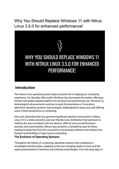 Why You Should Replace Windows 11 With Nitrux Linux 3 5 0 For Enhanced Performance Pdf