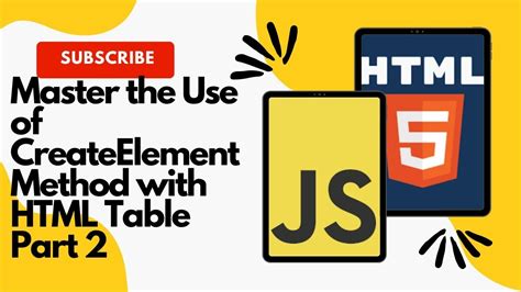 Master The Use Of Createelement Method With Html Table Part 2 Finishing Up Html Css Js
