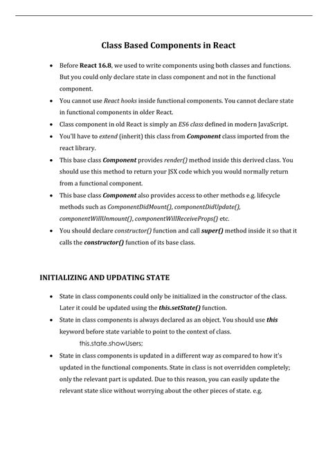 Summary Class Based Components In React Reactjs Stuvia Us