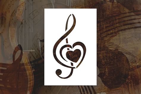 Heart Treble Clef Reusable Stencil Many Sizes Etsy