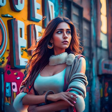 Premium Ai Image Winter Dress Model Christmas Tree Background