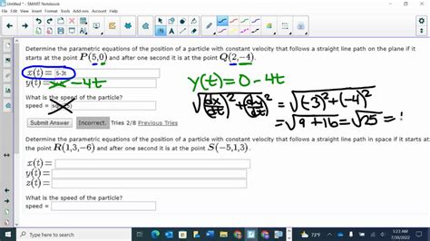 solved determine the parametric equations of the position of a