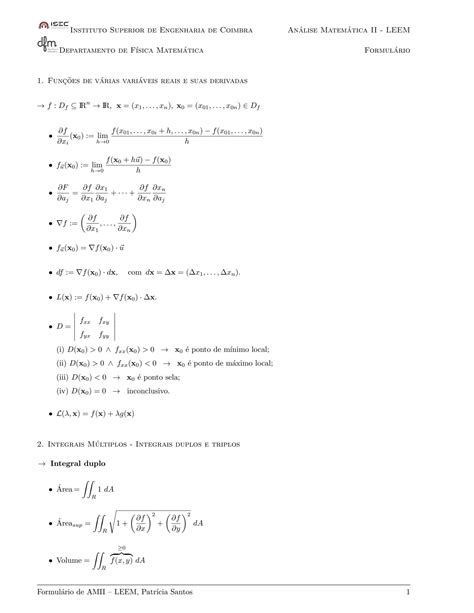SOLUTION: Formulário matemática - Studypool
