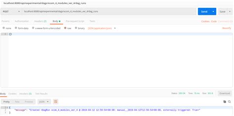 Airflow Experimental Api Dagrun Give 400 Error What Should Be The Input Parameter Stack Overflow