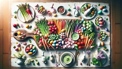 Premium Photo Easter Celebration Vegetable Platter With Hummus And
