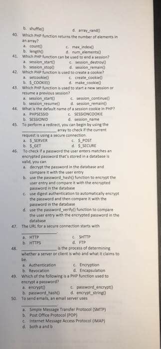 solved b shuffle d array rand 40 which php function returns