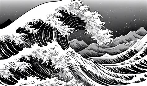 Monochrome Majesty Of Kanagawas Waves Ai Wallpapers