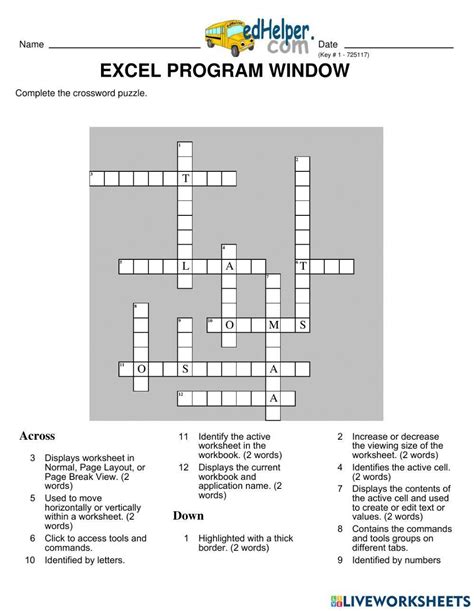 Excel Crossword Worksheet Worksheets Library