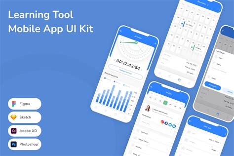 Learning Tool Mobile App Ui Kit Photoshop Templates ~ Creative Market