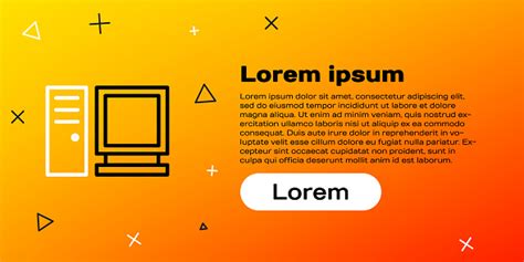 노란색 배경에서 격리된 라인 컴퓨터 모니터 아이콘입니다 Pc 구성 요소 기호입니다 다채로운 개요 개념 벡터 일러스트레이션 0명에 대한 스톡 벡터 아트 및 기타 이미지