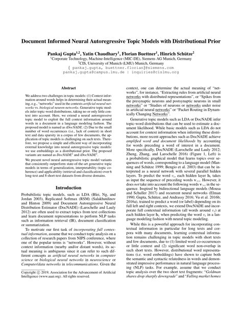 Pdf Document Informed Neural Autoregressive Topic Models With