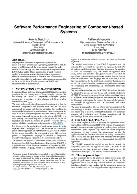 Pdf Software Performance Engineering Of Component Based Systems