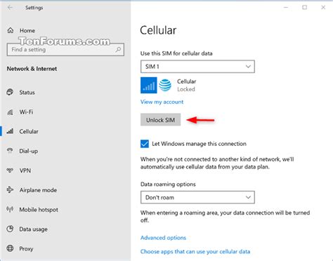 How To Remove Sim Pin For Cellular Data Network In Windows 10 Tutorials