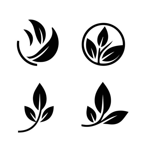 Leaves Logo Vector Set Isolated On White Background Various Shapes Of