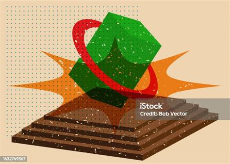 트렌디한 리소 그래프 디자인의 기하학 개체입니다 다채로운 기하학적 모양 요소 리소그래프 인쇄 텍스처 스타일입니다 질감에 대한 스톡 벡터 아트 및 기타 이미지 Istock