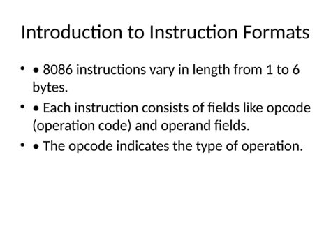 microprocessor instruction format of 8086 pptx