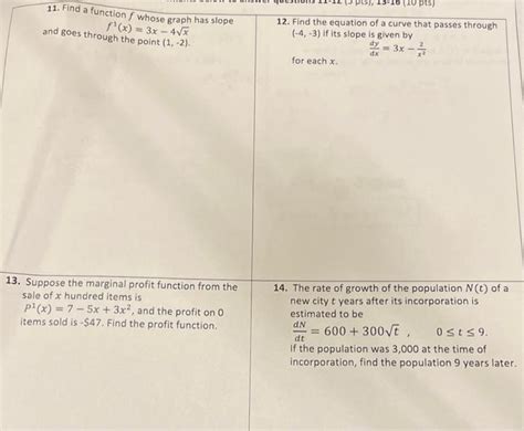 Solved 11 Find A Function F Whose Graph Has Slope And Goes