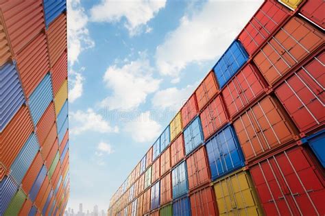 Stack Of Containers At Container Port Stock Illustration Illustration Of Rendering Freight