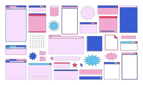 Lined Retro User Interface With 90s Computer Icons Including Desktop