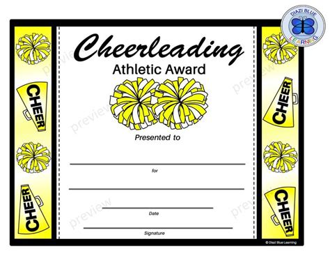 Editable Cheerleading Certificate For Athletes Reward Progress Achieved
