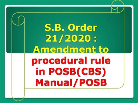 Sb Order 212020 Amendment To Procedural Rule In Posbcbsmanual