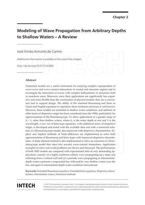 Pdf Modeling Of Wave Propagation From Arbitrary Depths To Shallow