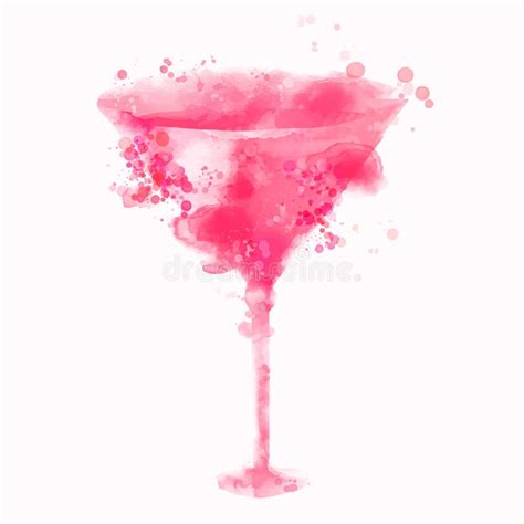 Pink Cosmopolitan Alcohol Cocktail Illustration Stock Vector