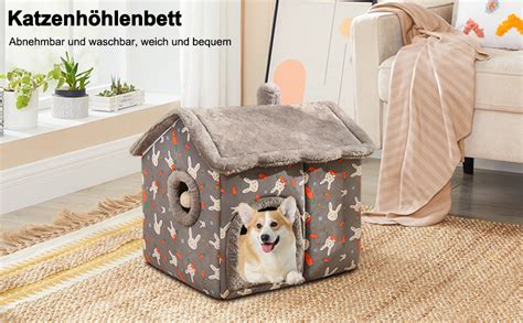Galatée Katzenhöhlenbett Tragbares Katzenbett Mit Abnehmbarem Kissen