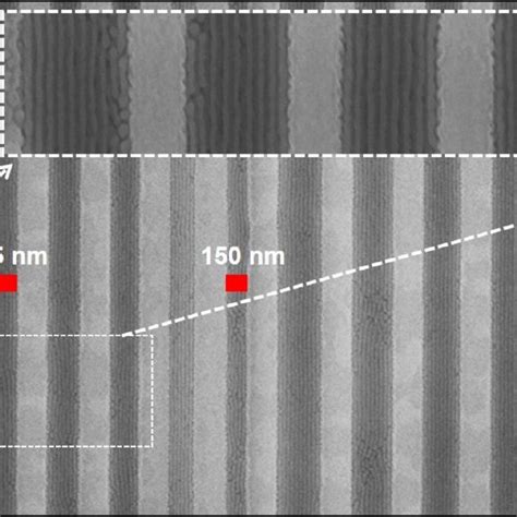 top down sem of ps b pdms patterns showing alignment of features over a