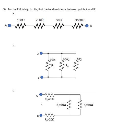 Solved For The Following Circuits Find The Total Resistance