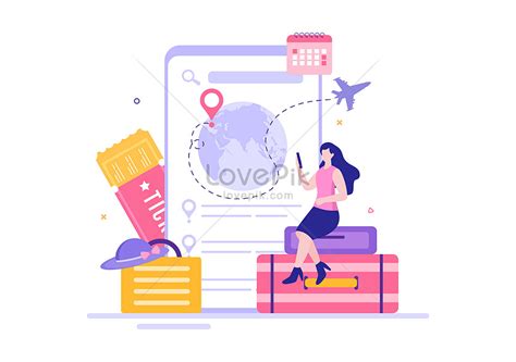 티켓 여행 플랫 일러스트 일러스트 무료 다운로드 Lovepik