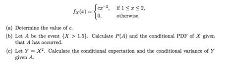 solved determine the value of c let a be the event {x