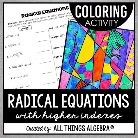 Radical Equations With Higher Indexes Coloring Activity All Things Algebra®