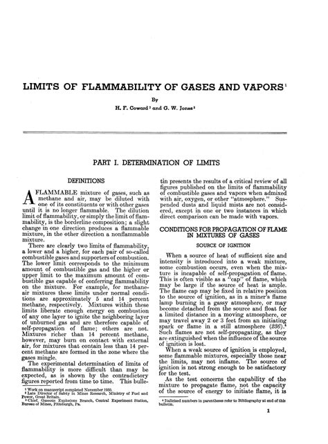 Limits Of Flammability Of Gases And Vapors Page 1 Unt Digital Library