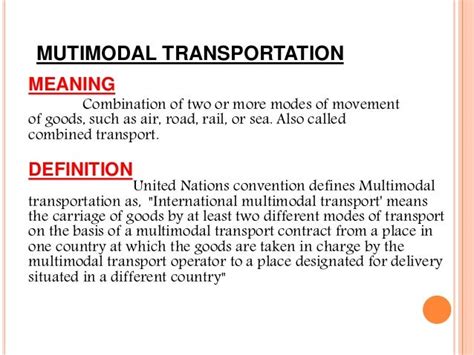 Multi Modal Transportation