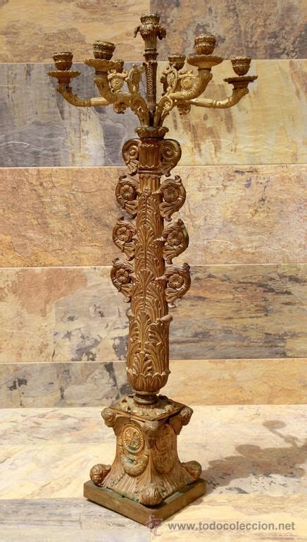 Antiguo E Impresionante Candelabro De Iglesia LatÓn Repujado Y Bronce 7 Brazos Religioso