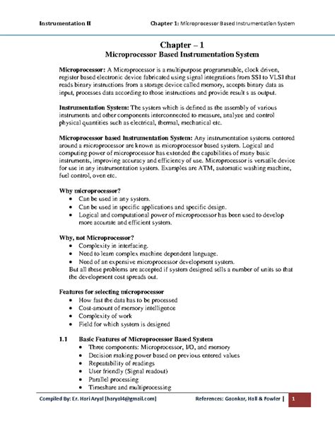 Chapter 1 Overview Of Microprocessor Based Instrumentation Systems