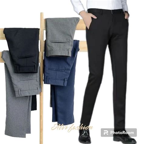 Jual Celana Kantor Formal Panjang Kerja Pria Slimfit Bahan Semi Wool Premium Tebal Lembut