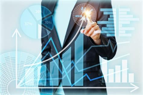 Premium Photo Businessman Interacts With Virtual Screen Analyze Data