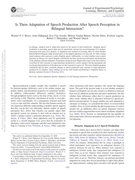 Is There Adaptation Of Speech Production After Speech Perception In