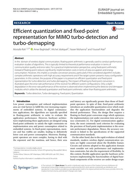 PDF Efficient Quantization And Fixed Point Representation For MIMO Turbo Detection And Turbo