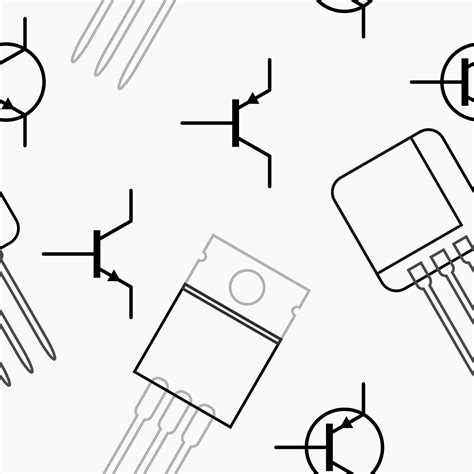 Editable Vectorized Outline Transistor Illustration Symbol Seamless