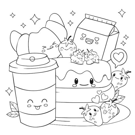 Ilustración De Libro Para Colorear Kawaii Dibujado A Mano Vector Gratis
