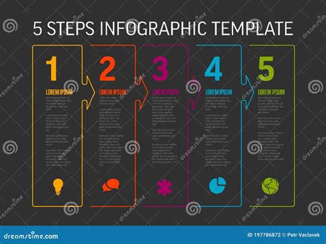 Five Simple Color Steps Process Infographic Template Stock Vector Illustration Of Instruction