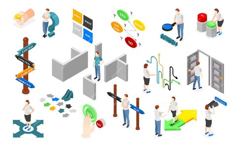 Premium Vector Decision Making Isometric Icons Set With Problem